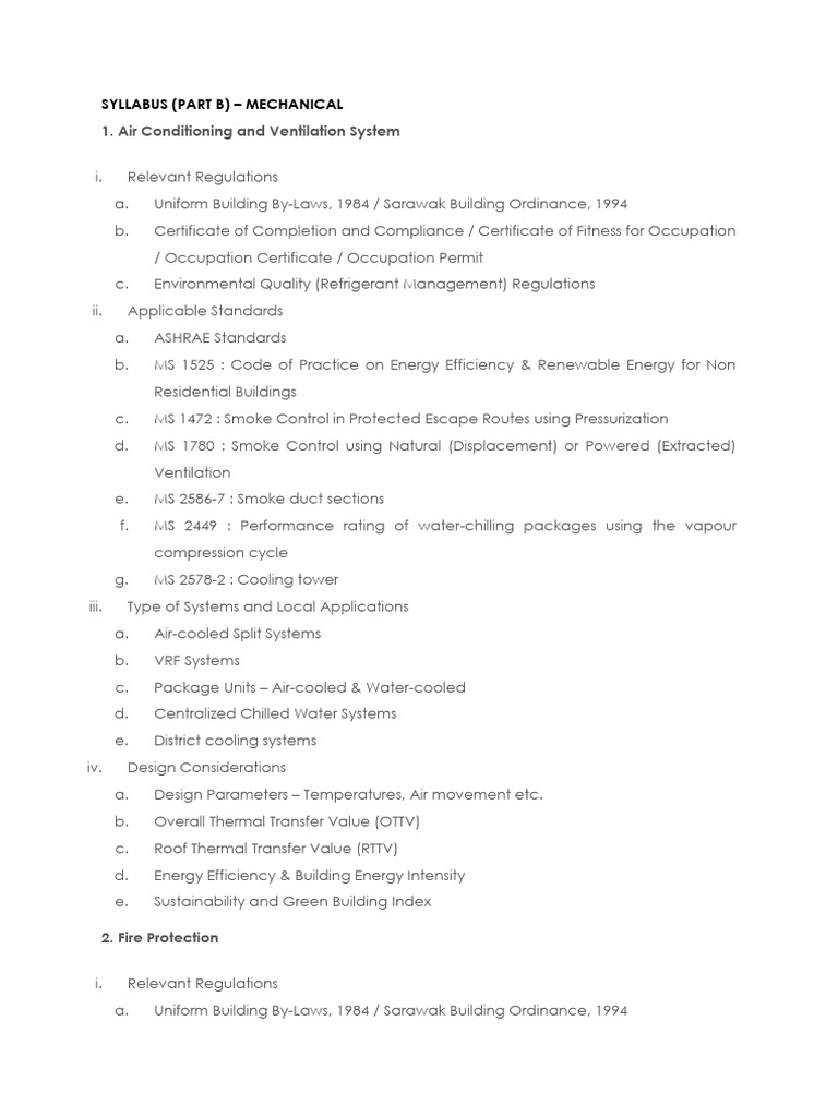 Air Conditioning and Ventilation System: Syllabus (Part B) Mechanical ...