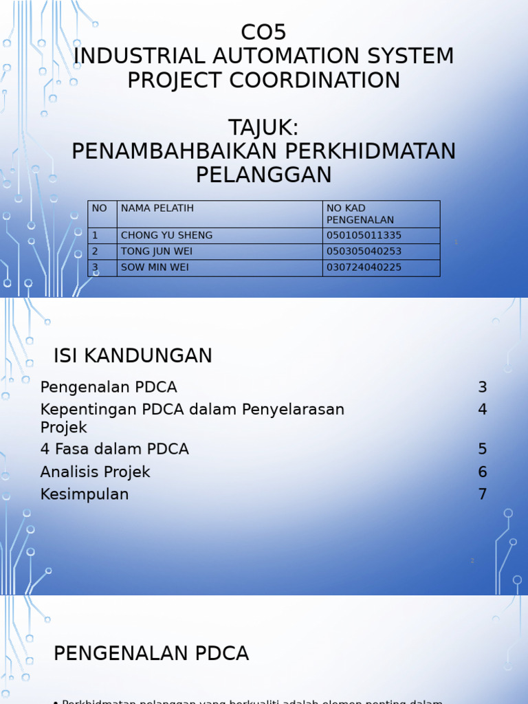 CO5 Industrial Automation System Project Coordination Tajuk: Penambahbaikan Perkhidmatan ...