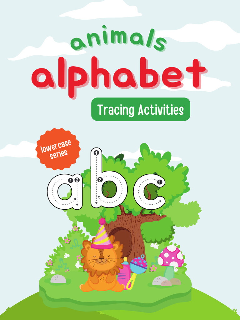 Animals Alphabet Lowercase Tracing Activities Workbook Colorful Cute ...