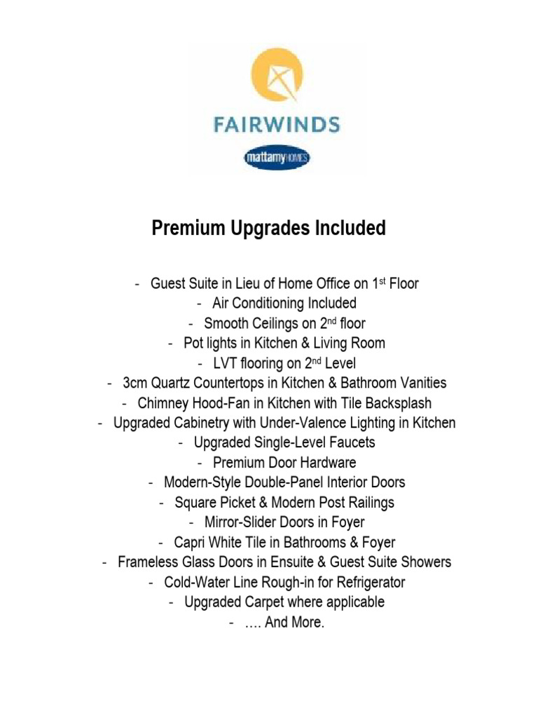 Premium Home Upgrades List | PDF