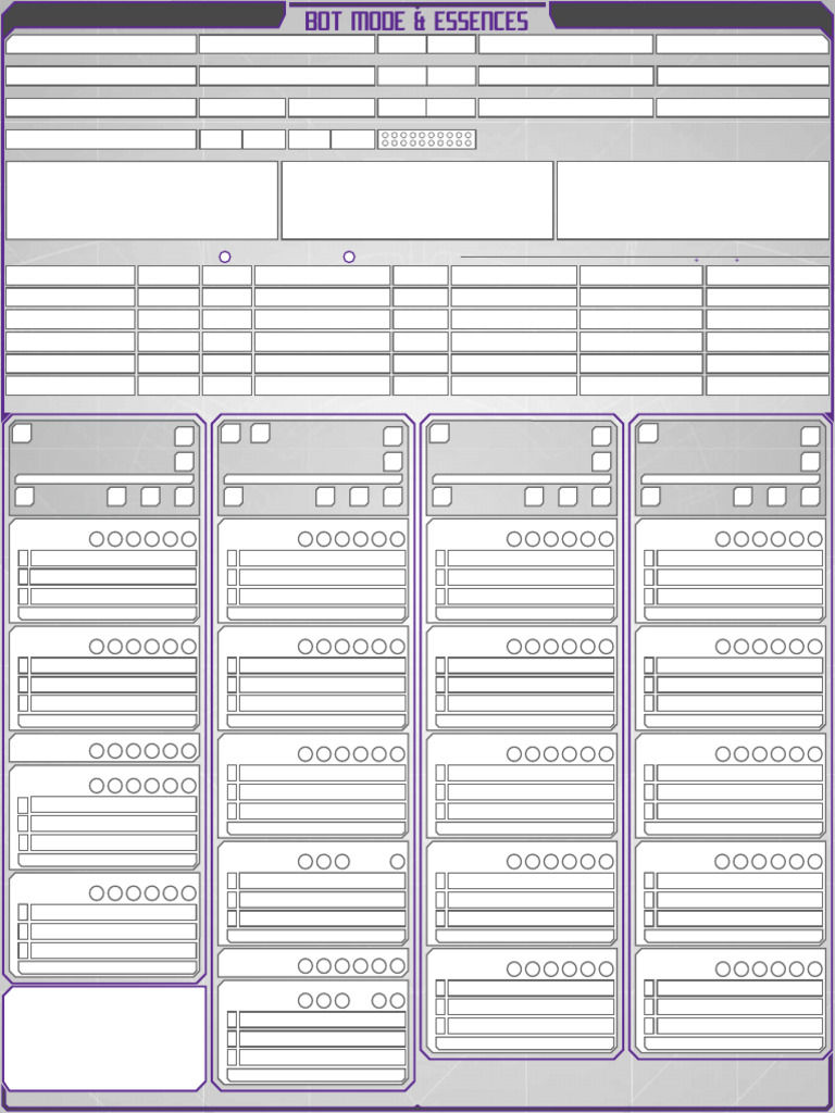 Transformers Character Sheet 9.1V3 Purple | PDF