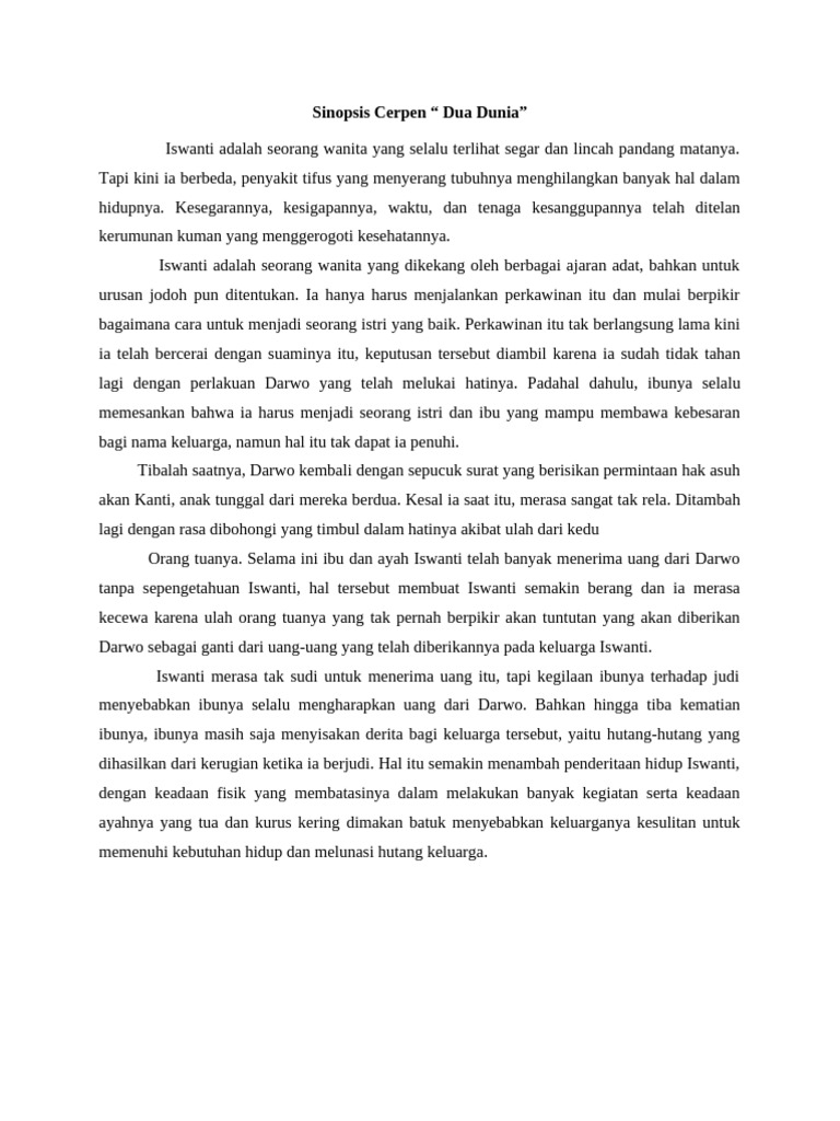Sinopsis Cerpen | PDF