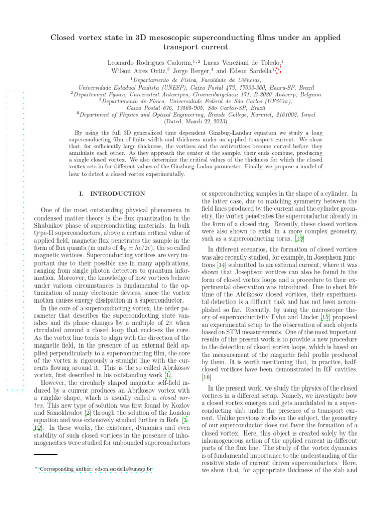 Closed Vortex State in 3 D Mesoscopic Superconducting Films Under An ...