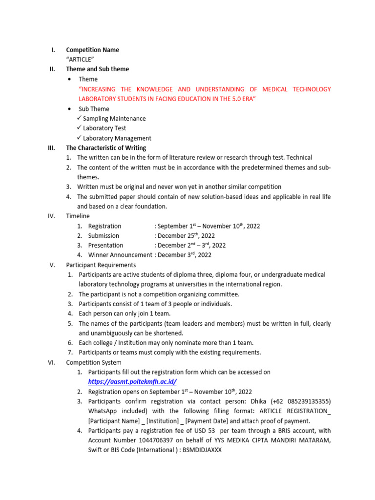 Medical Technology Writing Competition | PDF