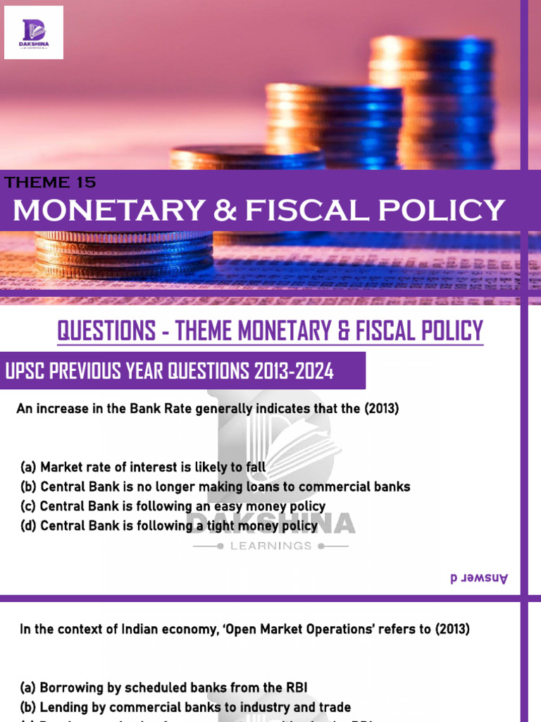 Theme 15 Monetary & Fiscal Policy | PDF | Reserve Bank Of India ...
