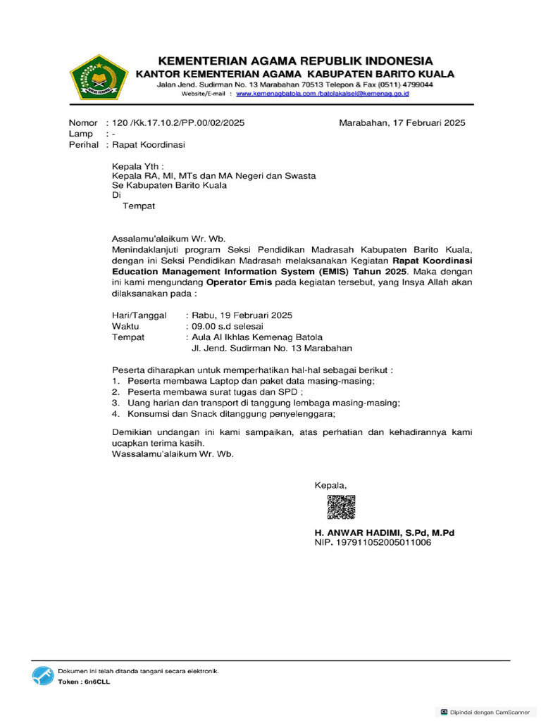 6n6CLL - Undangan rakor emis - Kamad | PDF