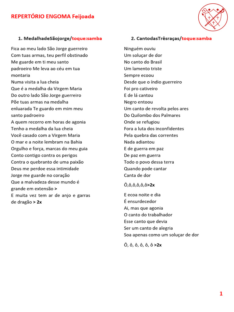 Repertorio Feijoada PDF | PDF