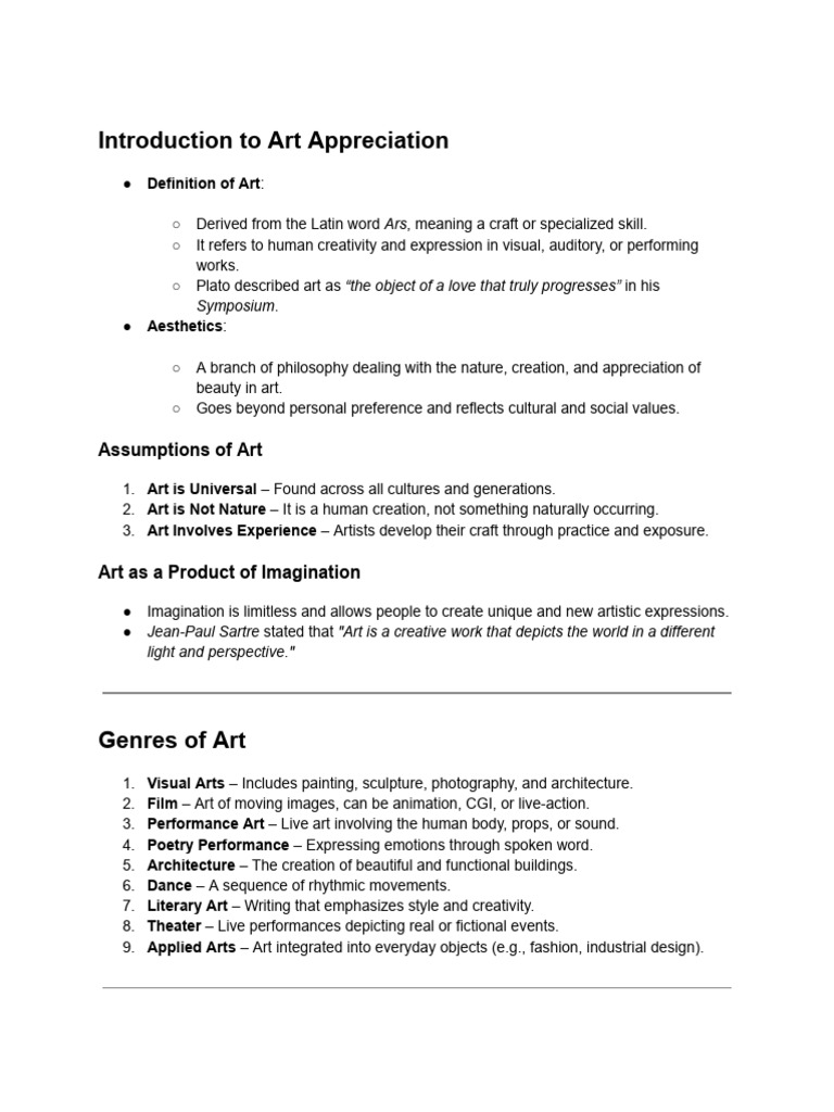 Art Appreciation Reviewer | PDF | Sculpture | The Arts