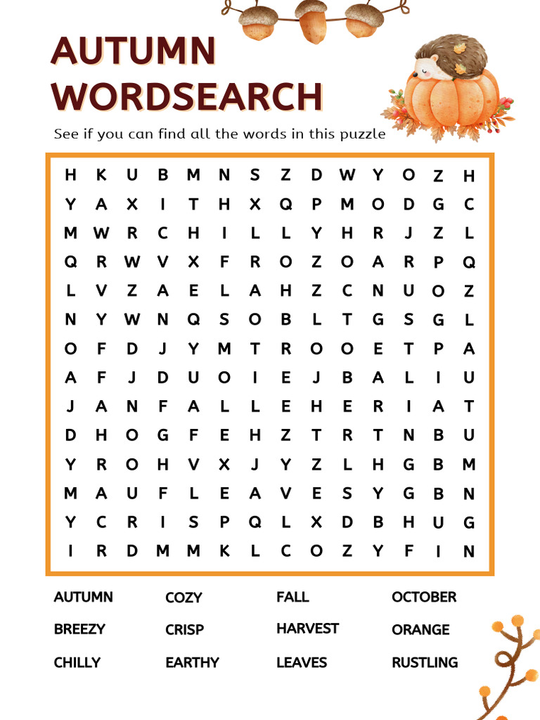 Autumn Word Search Puzzle | PDF