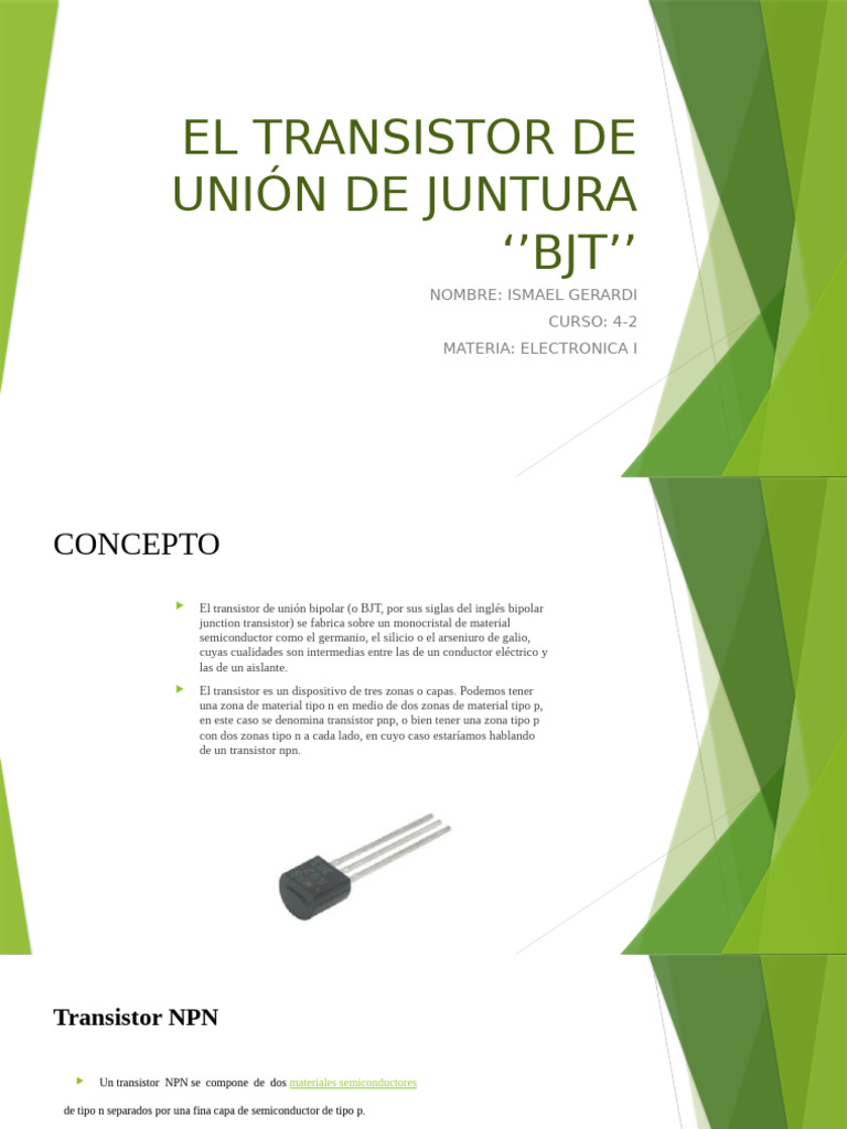 EL TRANSISTOR DE UNIÓN DE JUNTURA ‘’BJT | PDF
