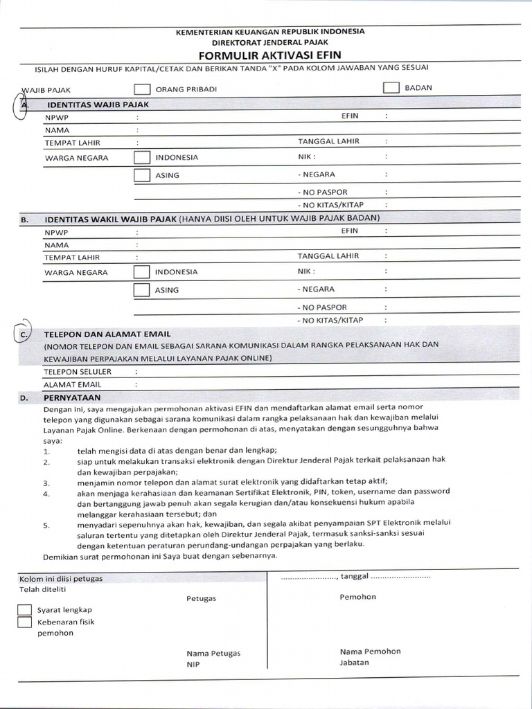 Formulir Efin | PDF