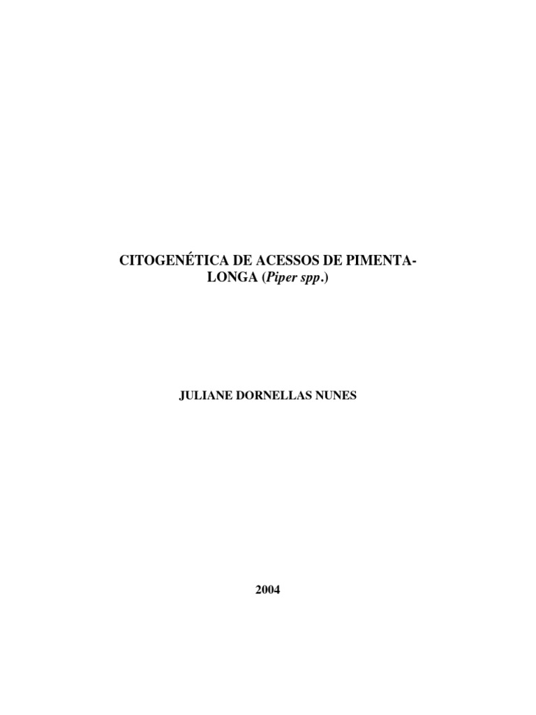 Citogenética da Pimenta Longa (Piper spp.) | PDF | Biologia