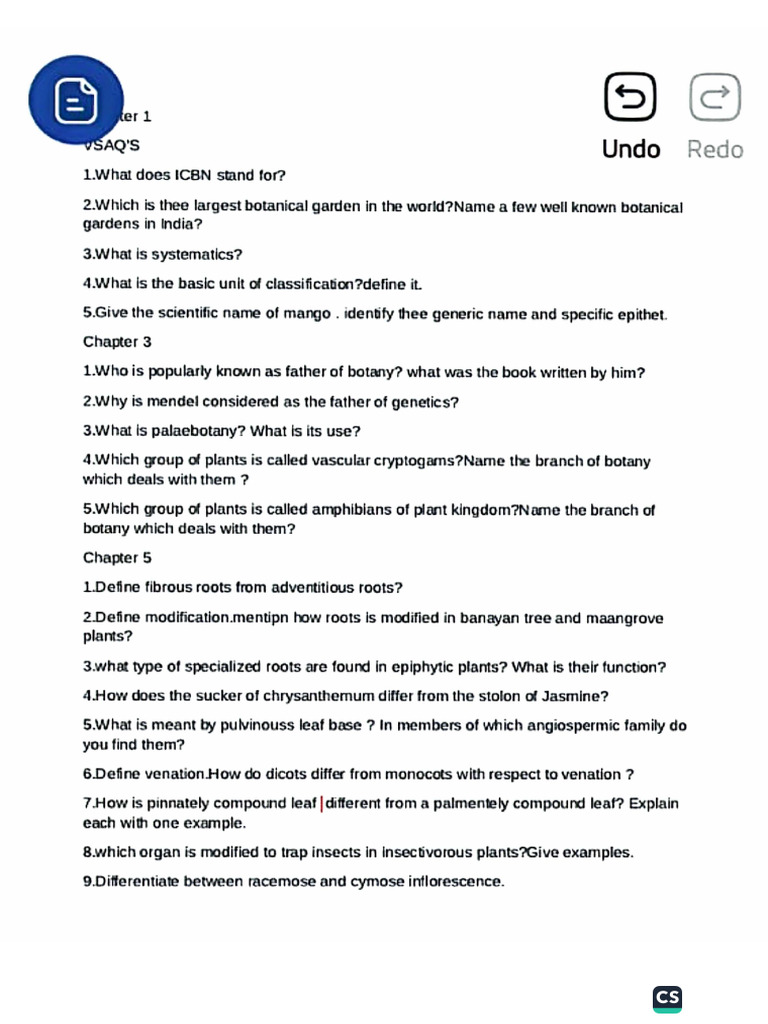 Botany Important Questions | PDF