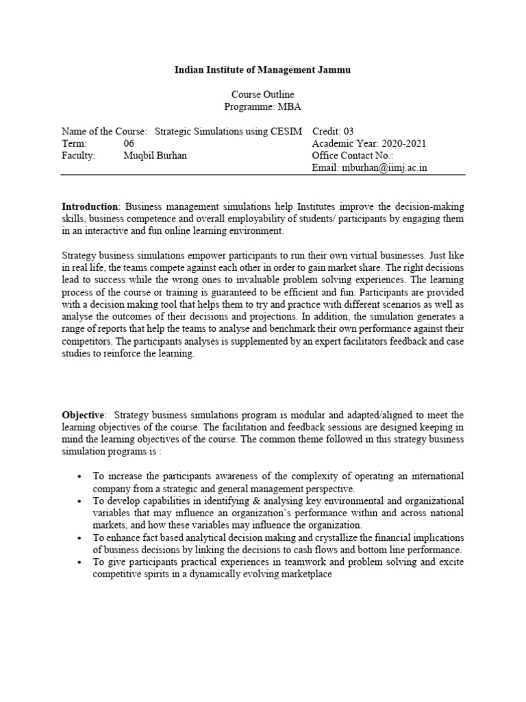 T6- Strategy Simulations using CESIM | PDF | Simulation | Pedagogy