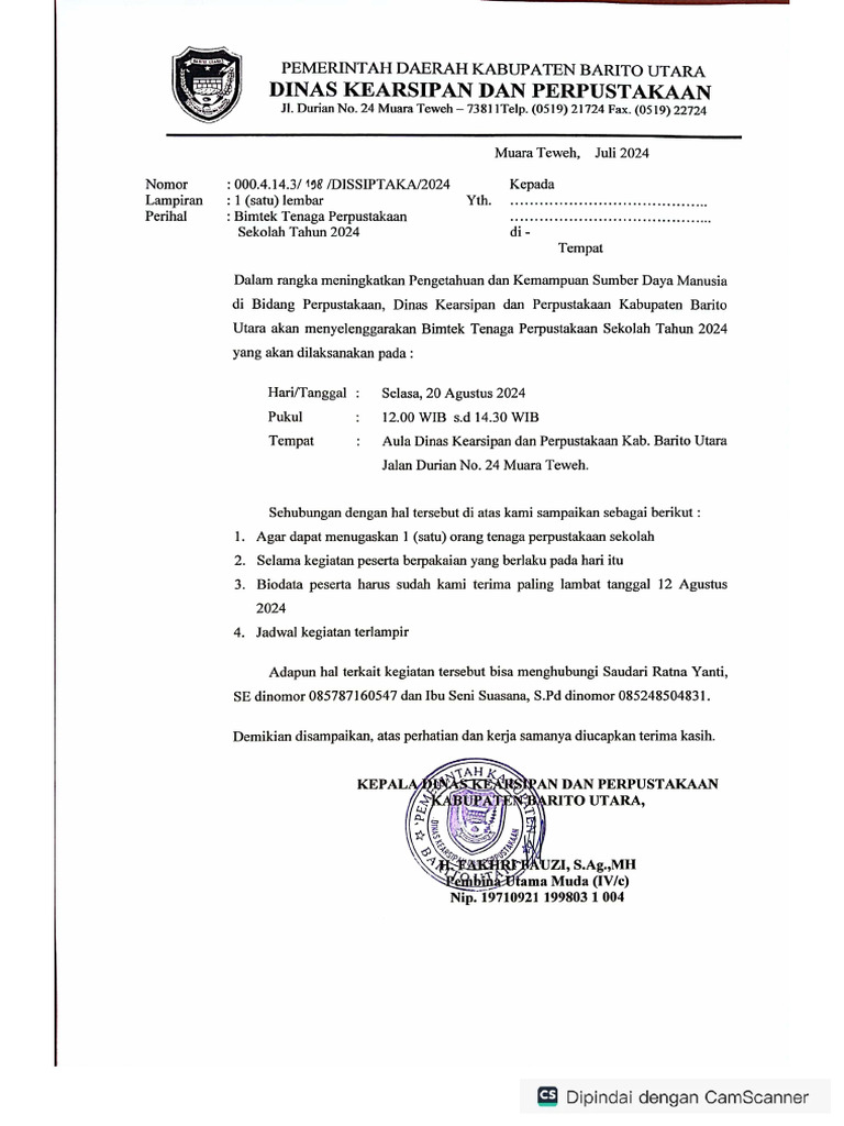 Surat Undangan Bimtek | PDF