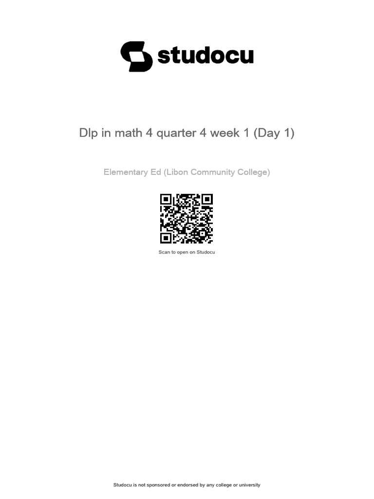 DLP in Math 4 Quarter 4 Week 1 Day 1 | PDF | Workweek And Weekend ...
