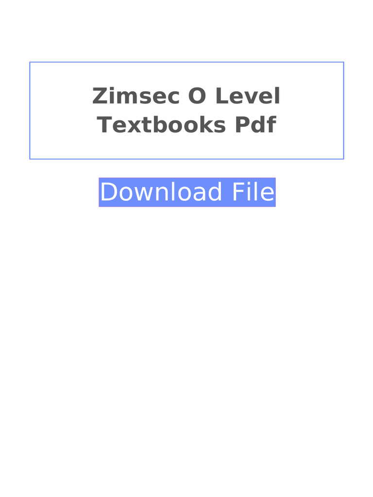Zimsec O Level Textbooks PDF | PDF