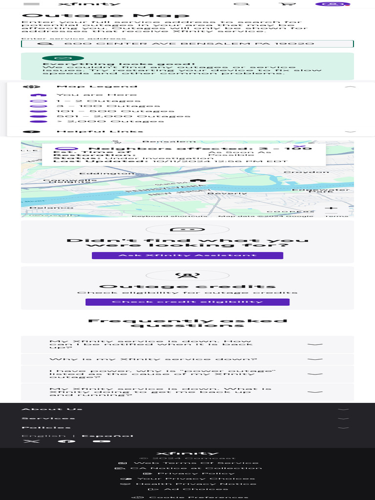 Xfinity Outage Map - Comcast Internet and WiFi Outages | PDF