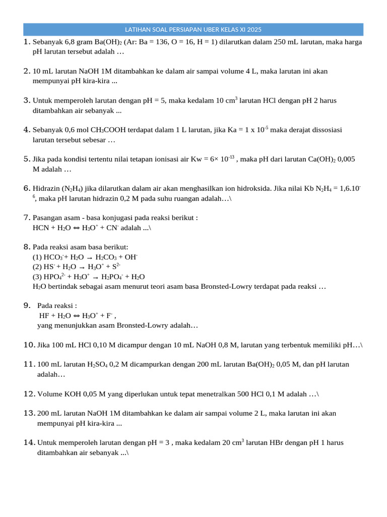 11_KIMIA KISI-KISI SOAL UBER | PDF