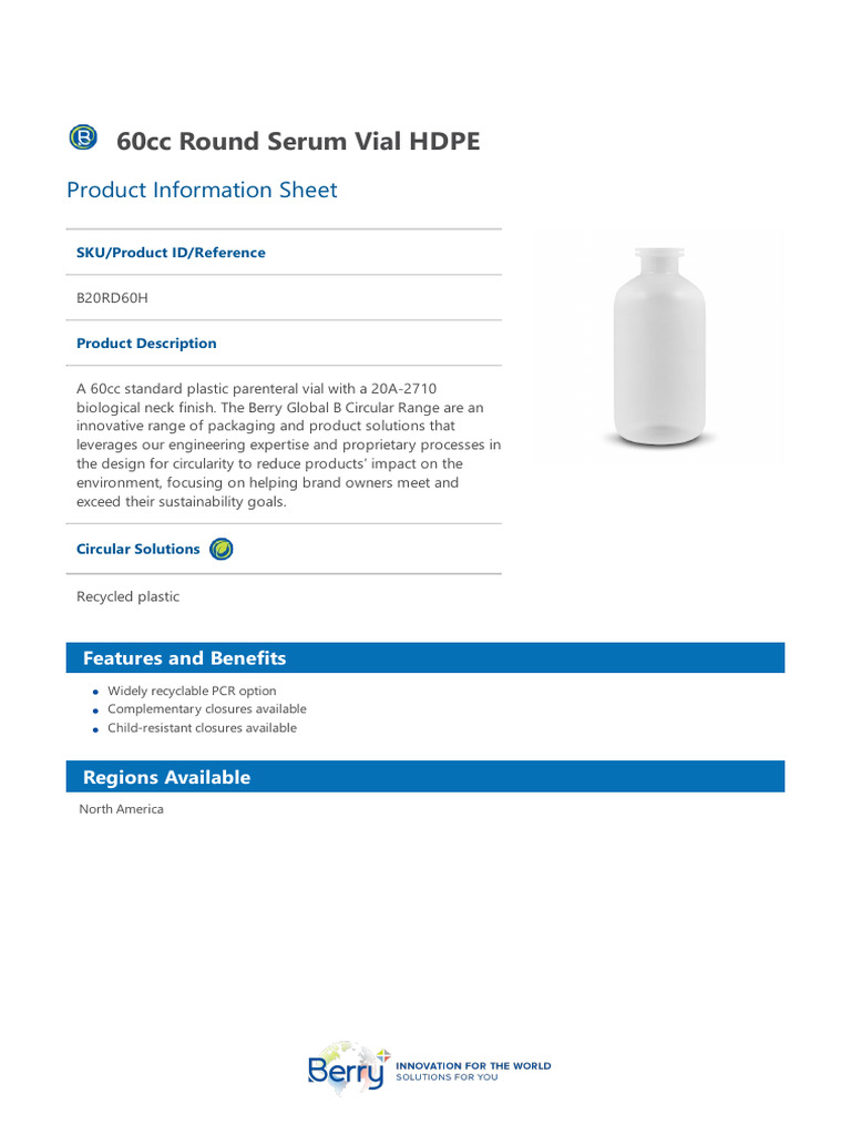 60cc Round Serum Vial HDPE13180447 - 13197449 | PDF