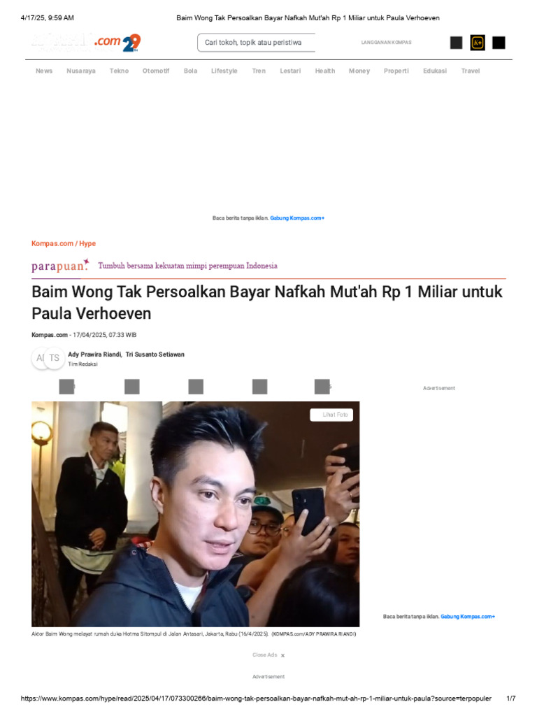 Baim Wong Tak Persoalkan Bayar Nafkah Mut'ah RP 1 Miliar Untuk Paula ...