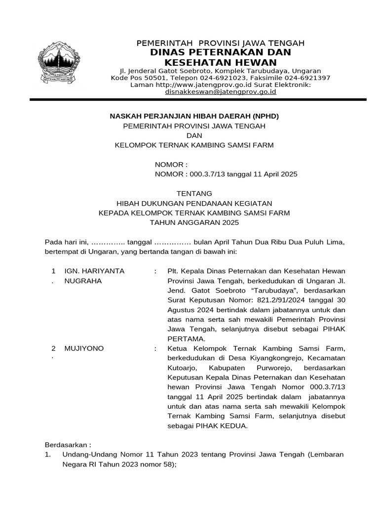 Format Draft NPHD, Surat Pernyatan, DLL - PLT (Fixed) | PDF