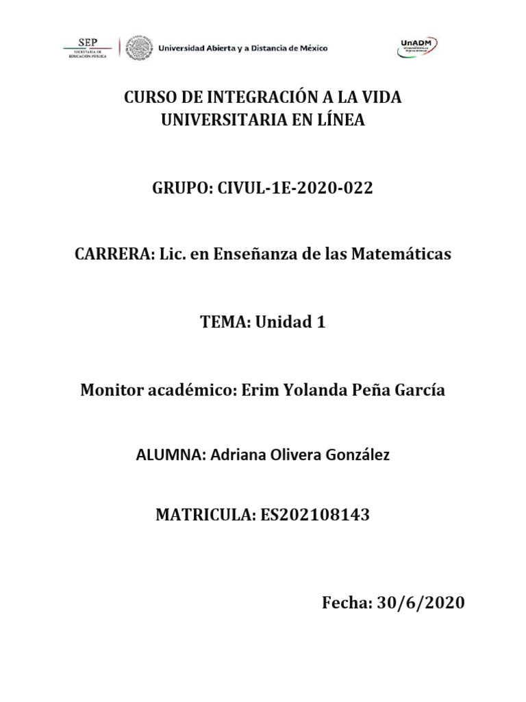 Adriana Olivera U1 | PDF | Blog | Aprendizaje