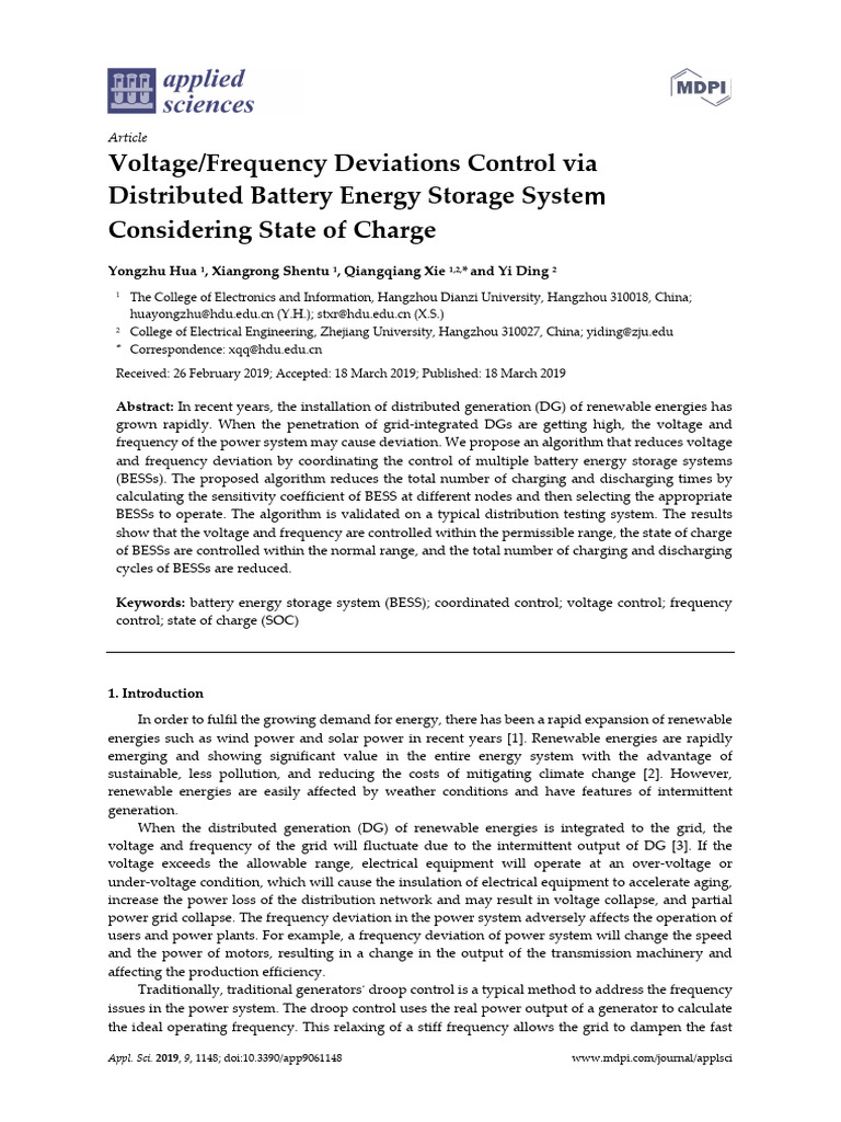 VoltageFrequency - Deviations - Control - Via - Distributed BESS Considering State of Charge ...