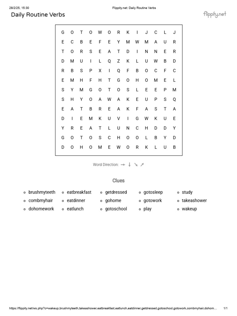 Daily Routine Verbs | PDF