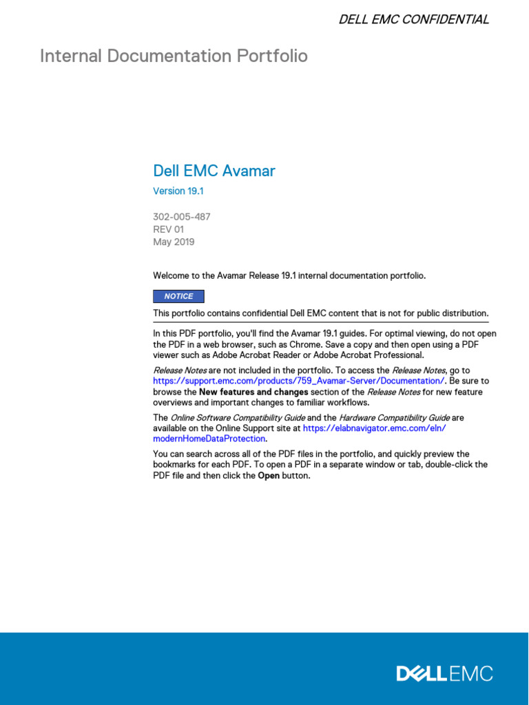 Docu94036 Avamar 19.1 Internal Documentation Portfolio | PDF