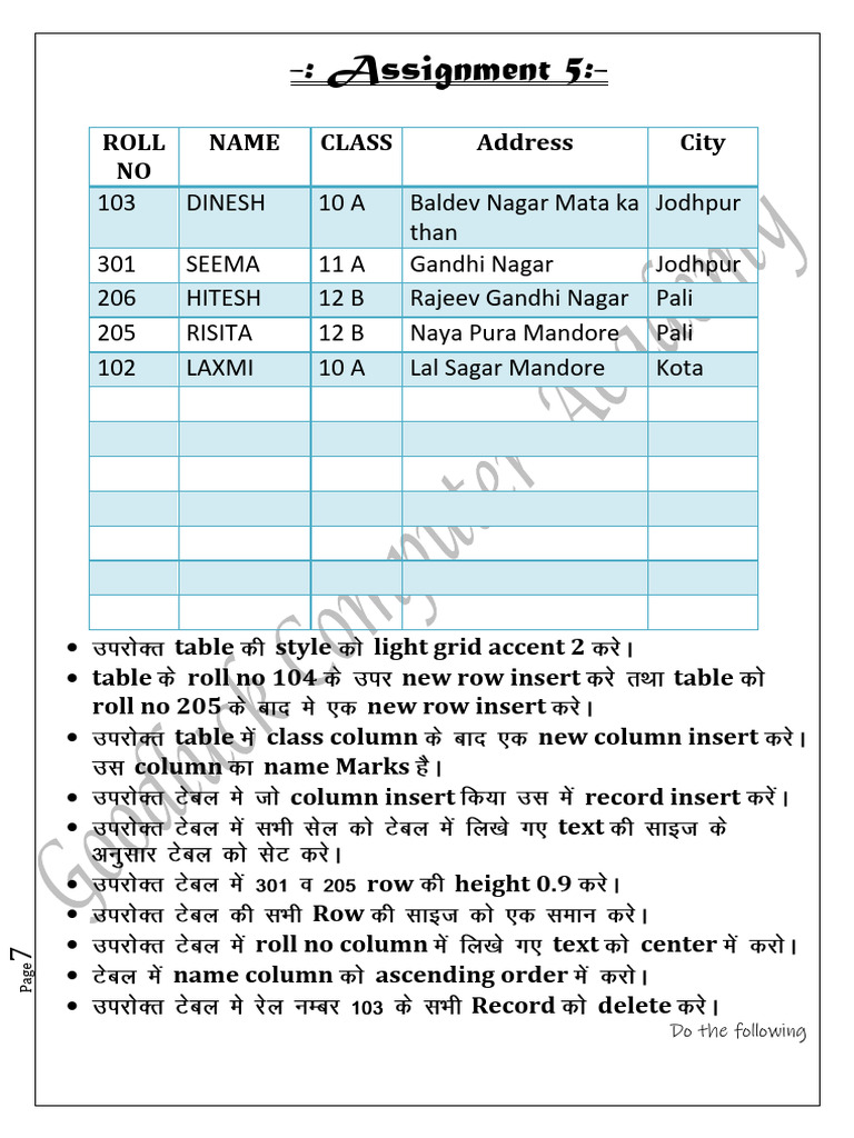 Ms Word Table Option | PDF