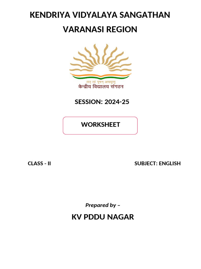 English Worksheet Class 2 | PDF