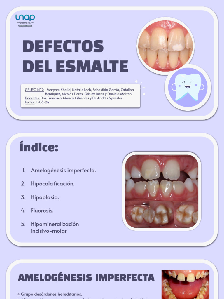 Defectos del Esmalte Dental en Niños | PDF | Diente | Especialidades ...