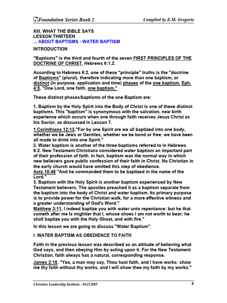 Bk2-13 About Water Baptism | PDF | Baptism | Born Again
