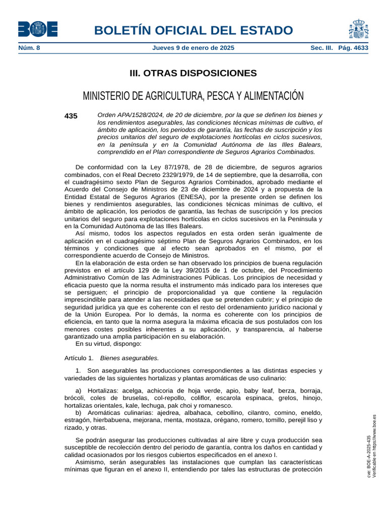 Ordenapa15282024 tcm30 699513 | PDF | Seguro | Agricultura