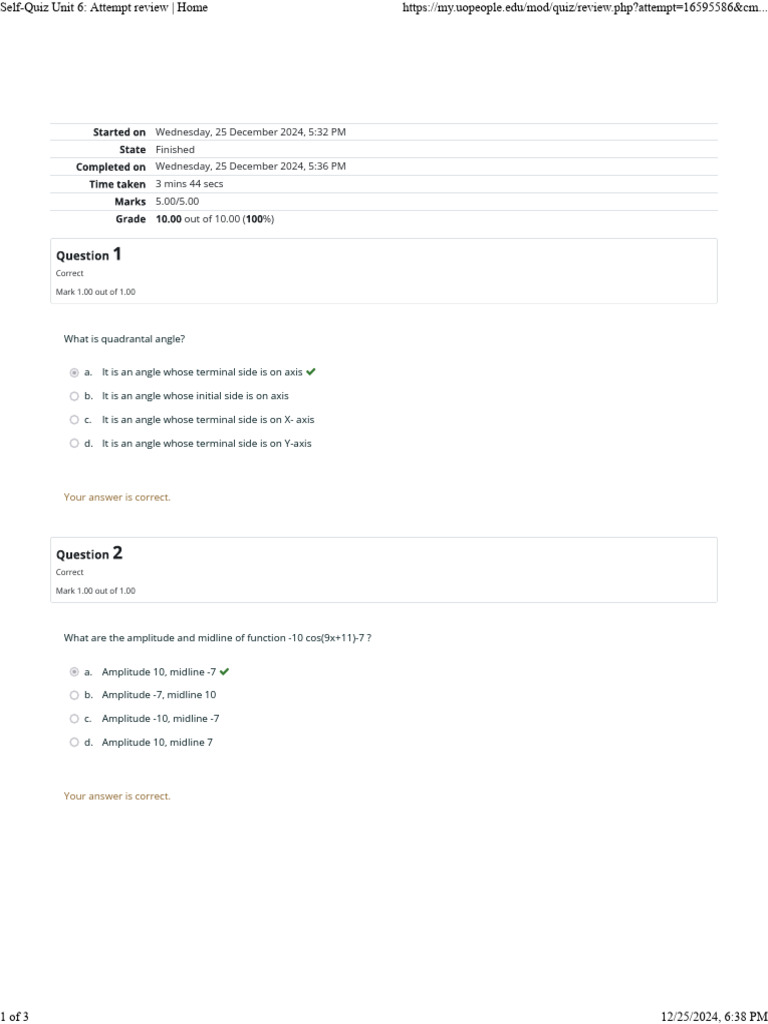 Quadrantal Angles and Trigonometric Functions | PDF | Classical ...