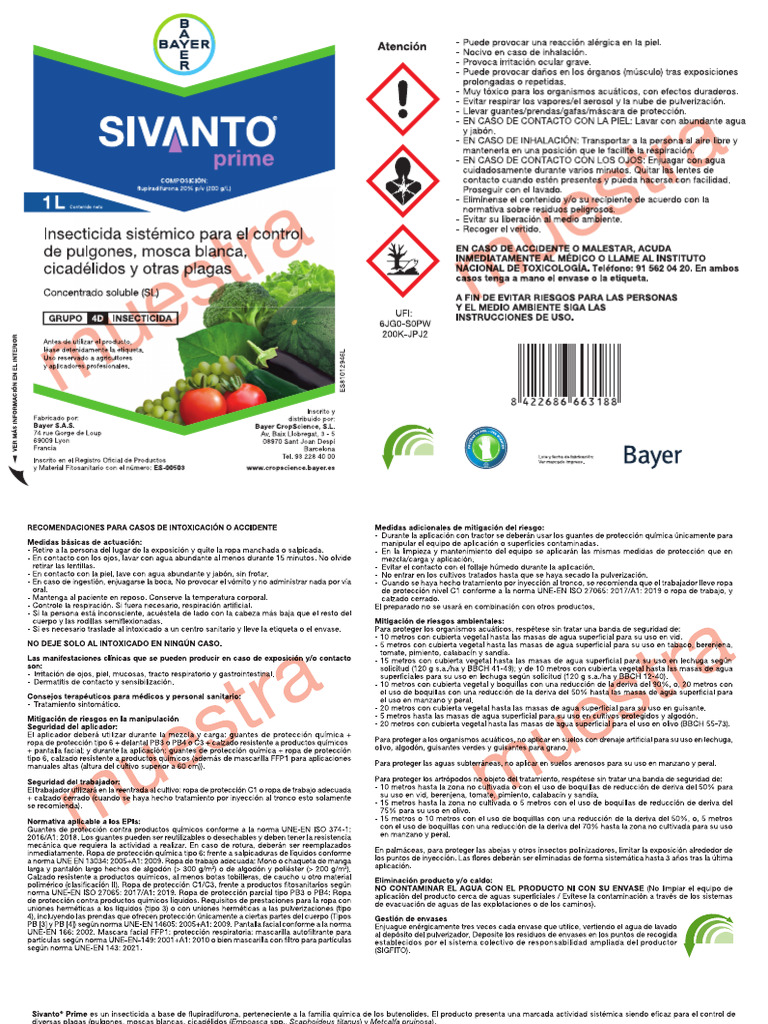 Sivanto Prime Labelpdf | PDF