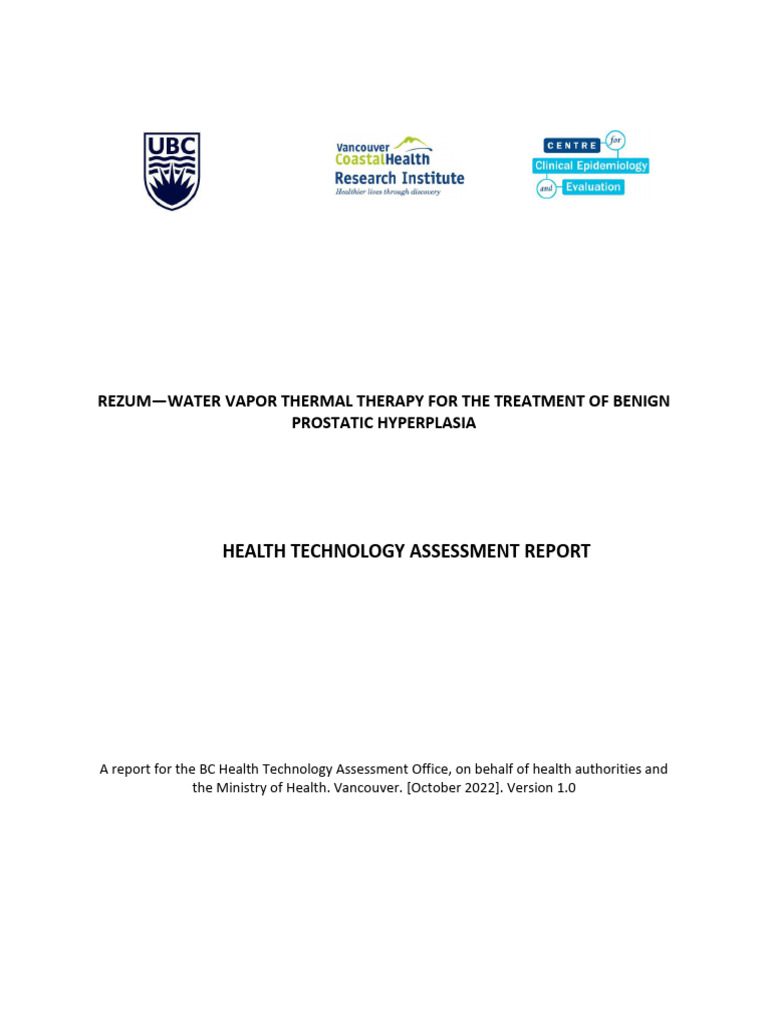 Water Vapor Thermal Therapy For The Treatment of Benign Prostatic ...