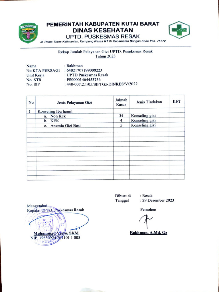 Pelayanan Gizi Konseling Bumil 2023 | PDF