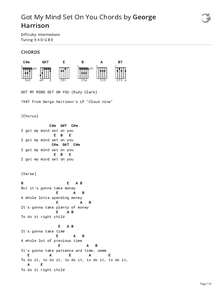 Got My Mind Set On You by George Harrison | PDF | George Harrison ...