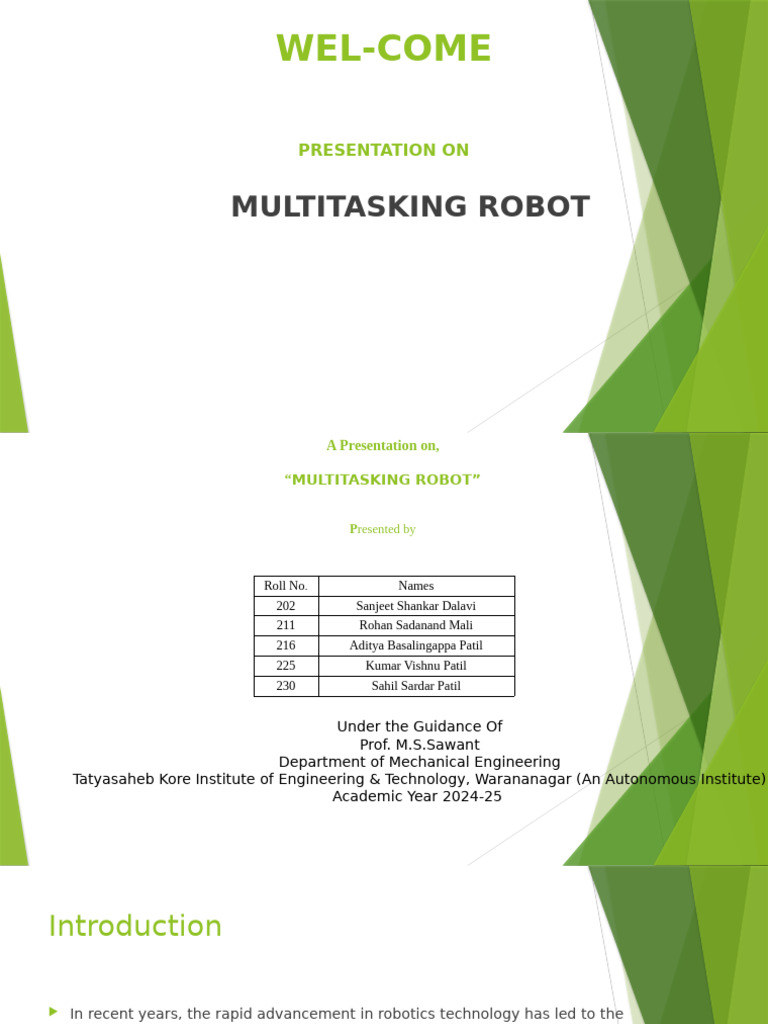 Multitasking Robot Presentation 2024 | PDF | Robot | Robotics