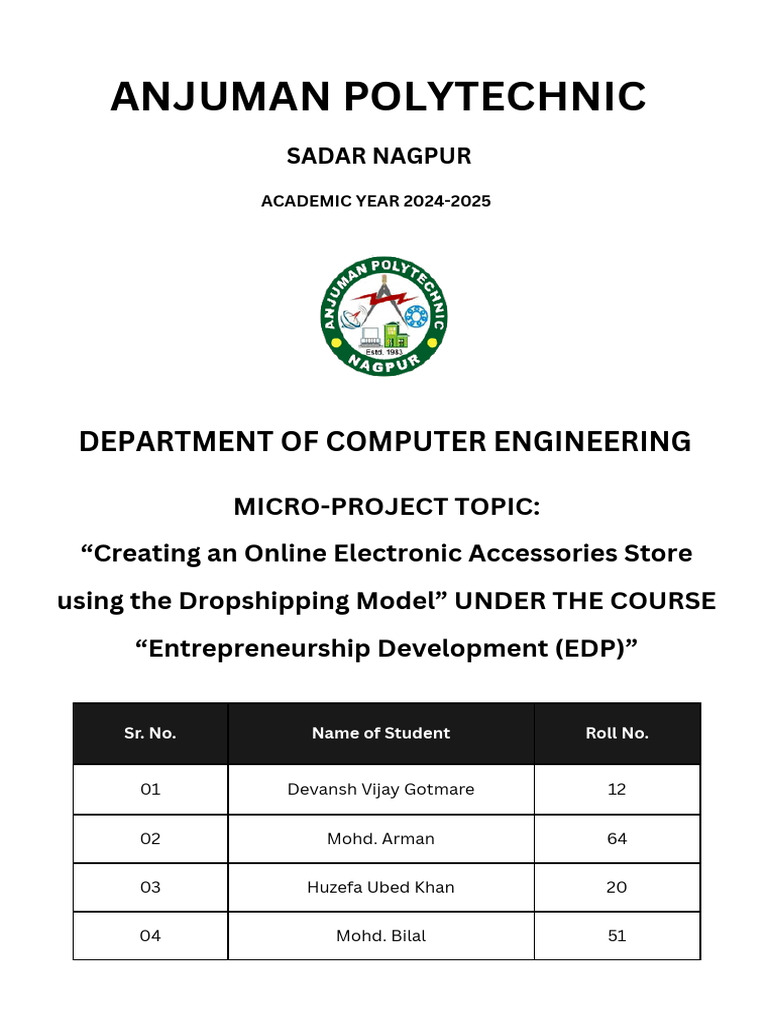 EDP Microproject Final Report | PDF | Marketing | Entrepreneurship