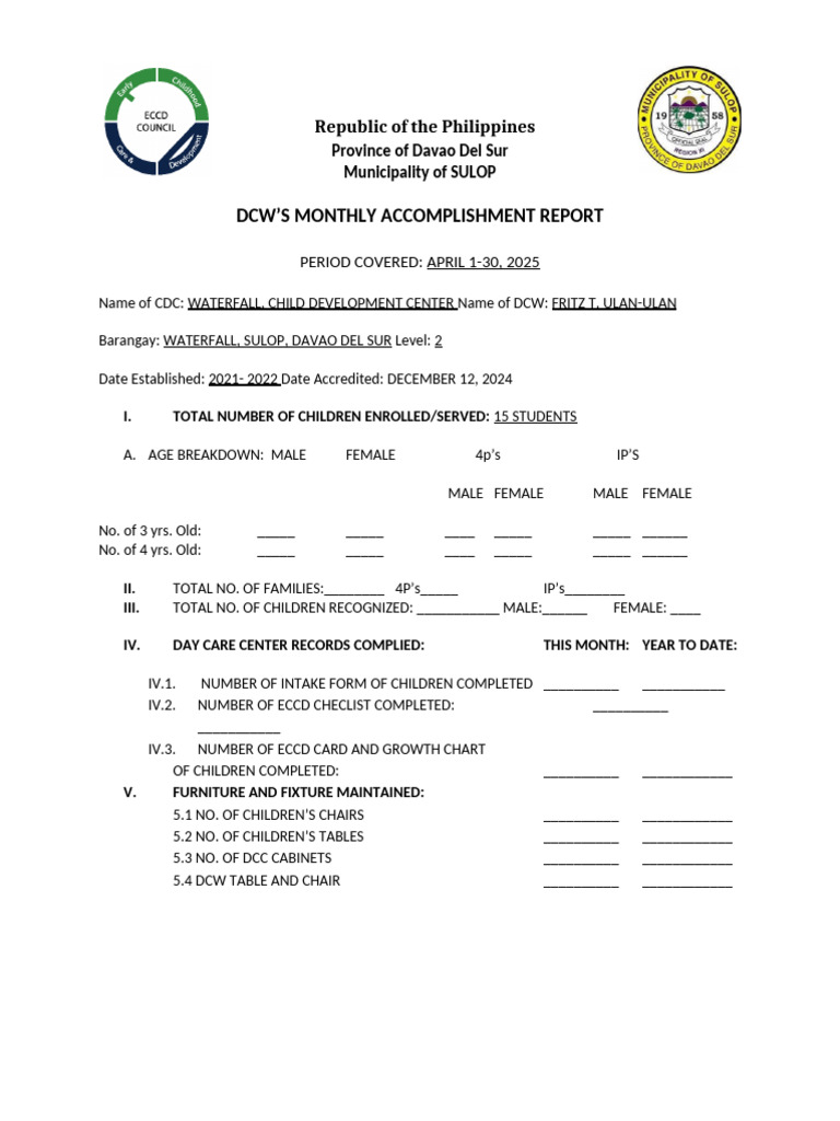 ACCOMPLISHMENT CDW (AutoRecovered) | PDF | Human Development ...