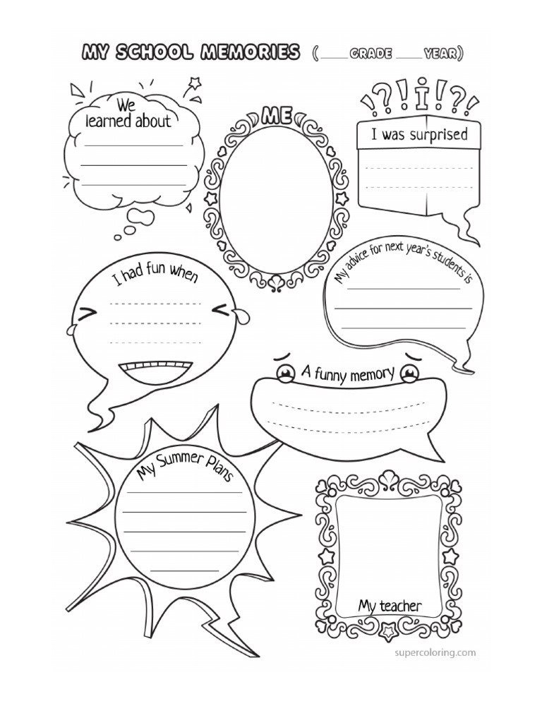 My School Memories Blank Template | PDF