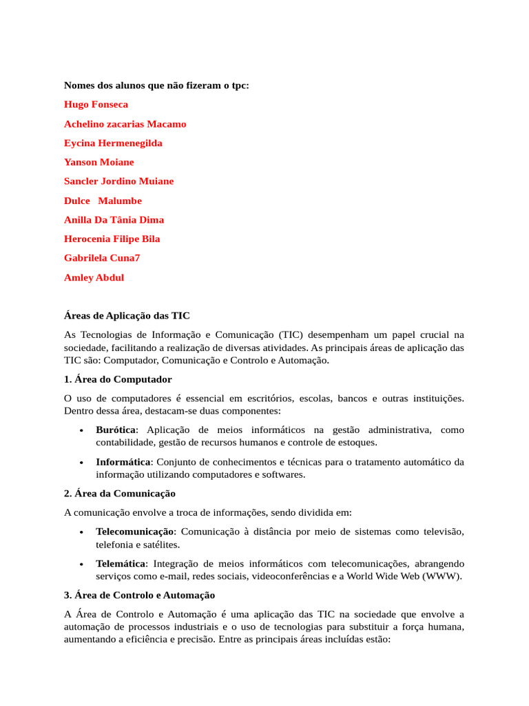 Aplicações das TIC na Sociedade | PDF | Tecnologia da Informação e ...
