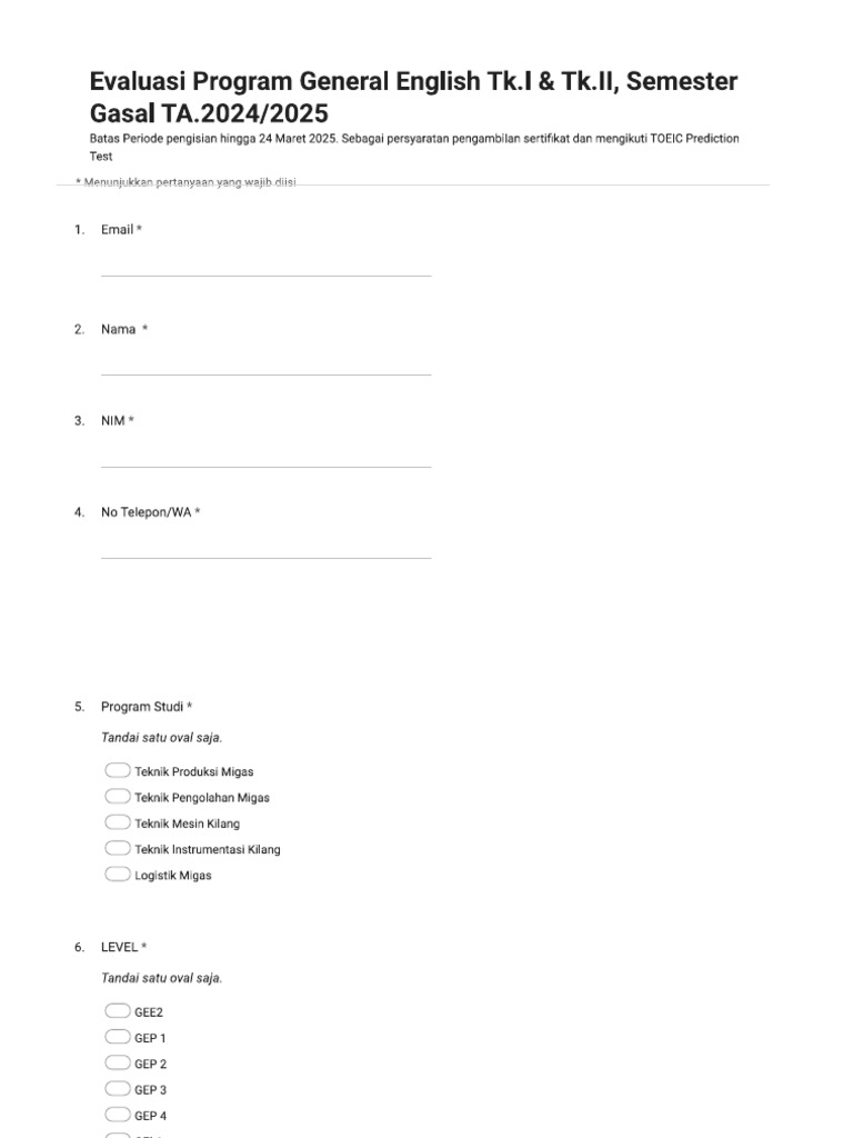 Form Evaluasi GE | PDF