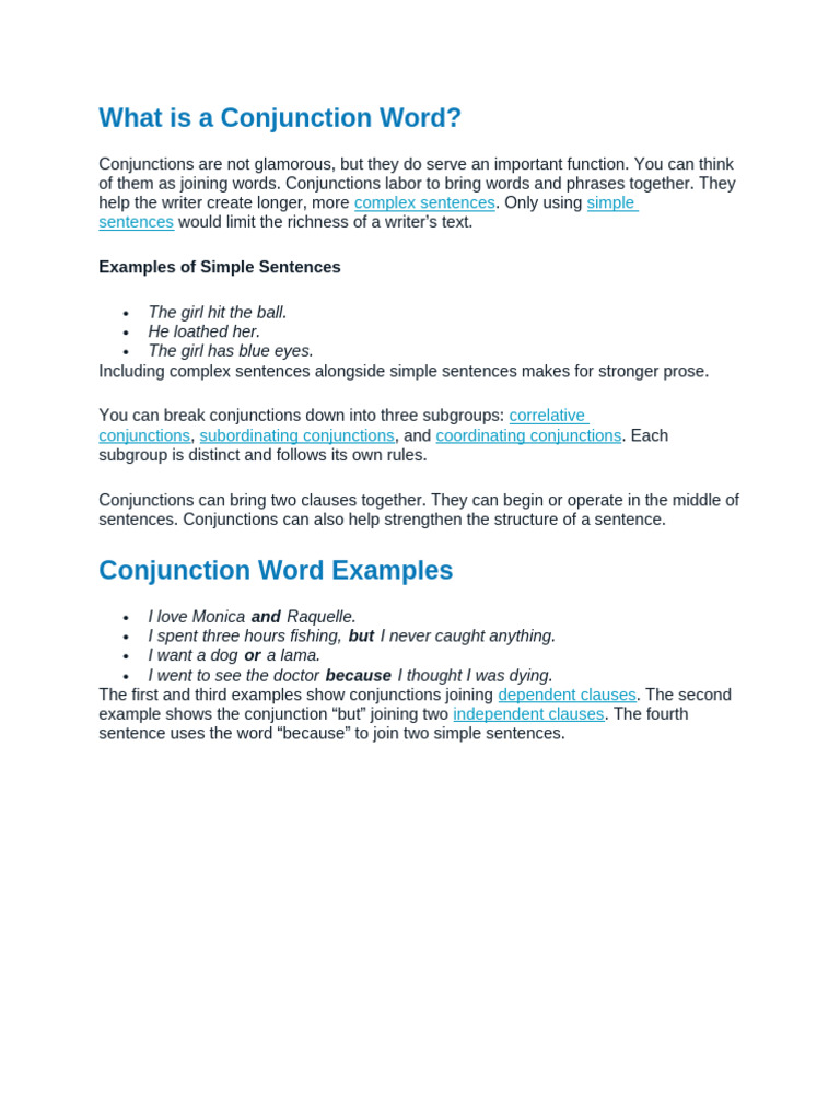 What Is A Conjunction Word | PDF