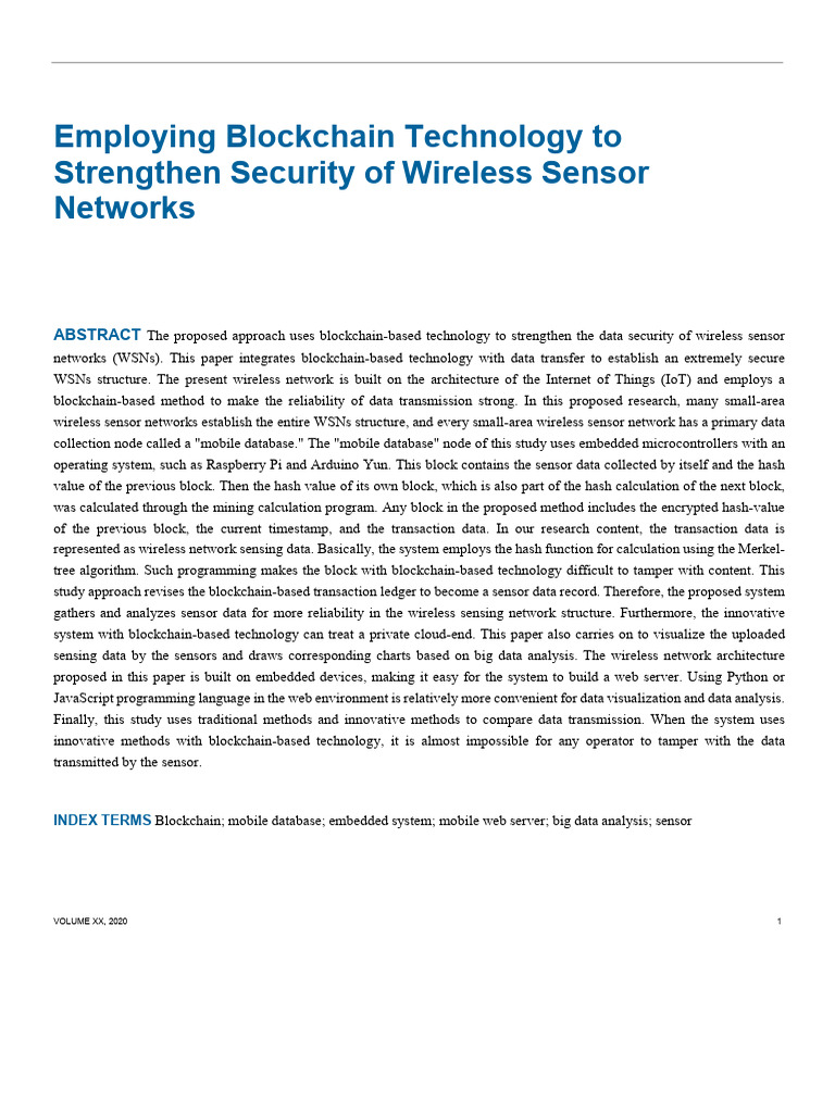 Blockchain for Secure Wireless Sensor Networks | PDF | Key ...