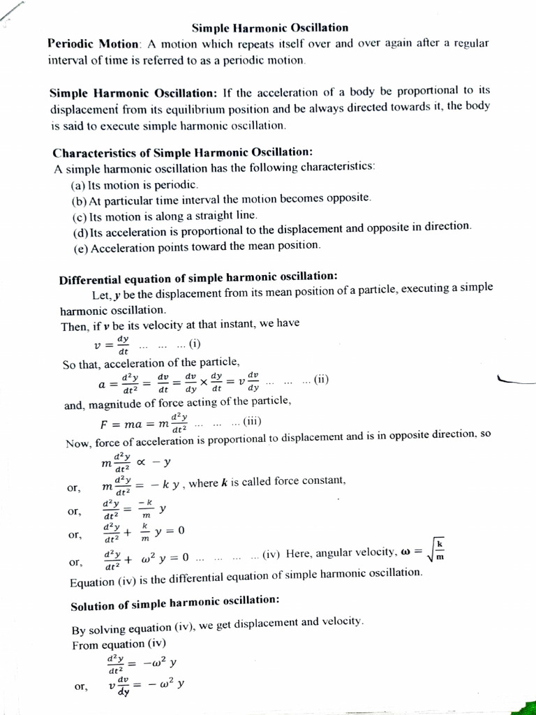 Physics SHM Notes From Farhad Sir | PDF | Oscillation | Quantity