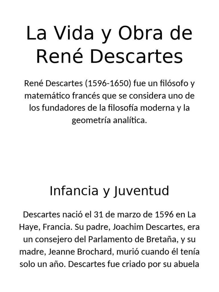 La Vida y Obra de René Descartes | PDF | René Descartes | Educación en ...